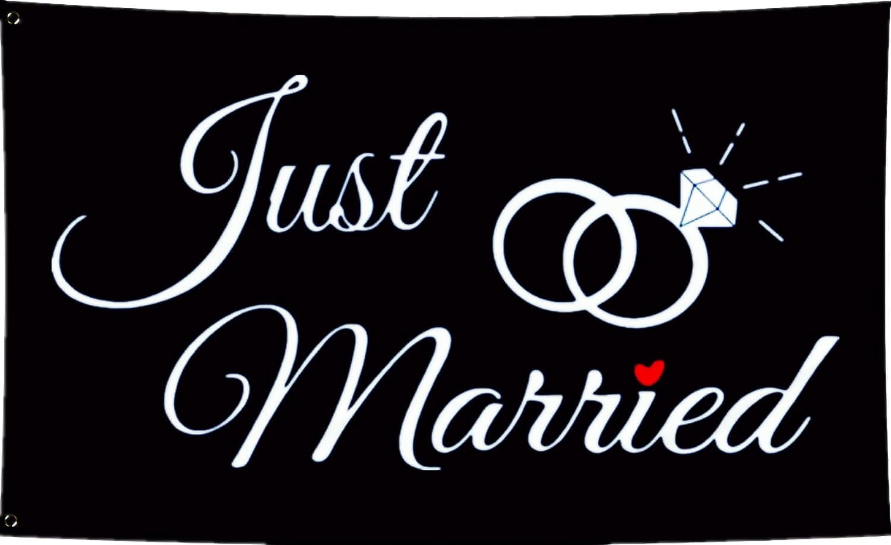 Just Married Flag, 3Ply Polyester Heavy Duty Double Sided Banner ...