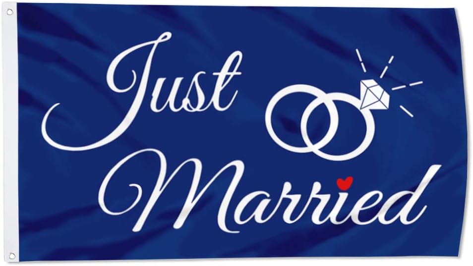 Just Married Flag Banner Outdoor Indoor Decoration Flag 3x5Feet Double ...