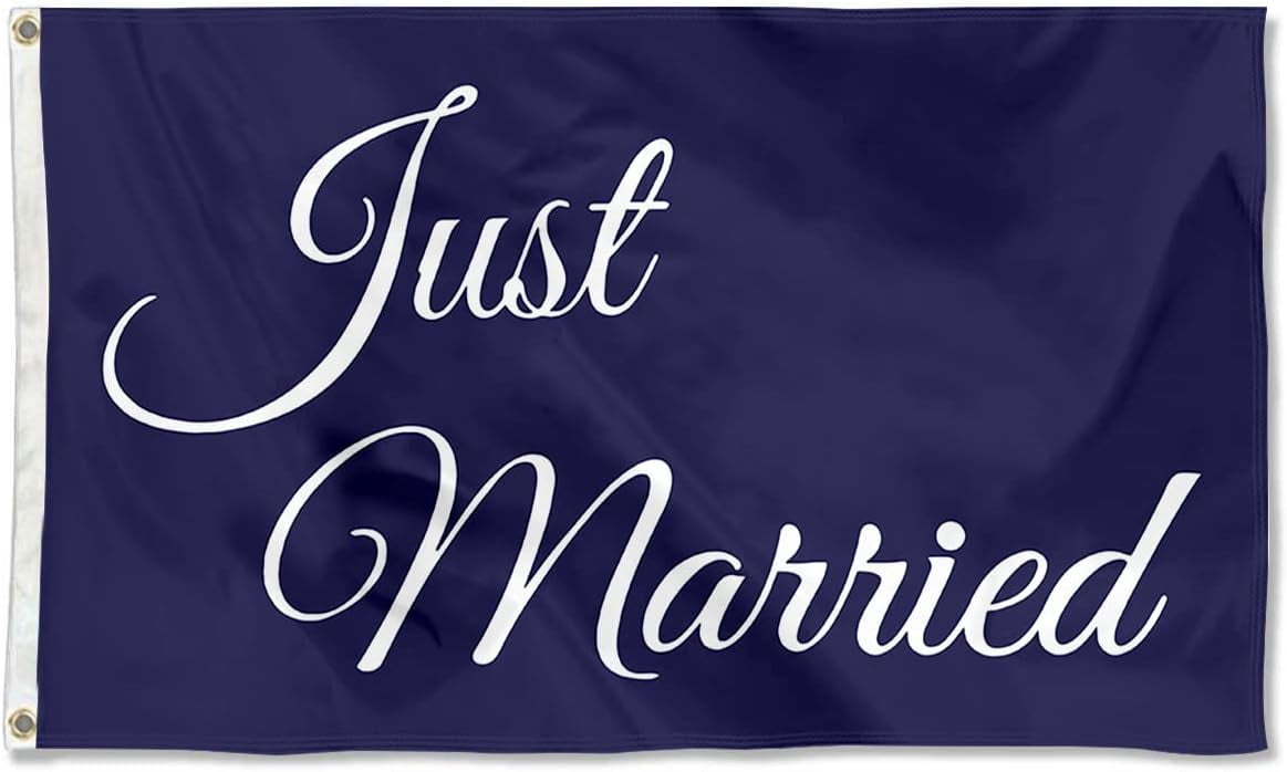 Just Married Flag - UV Fade Resistant ,and Double Stitched ,Polyester ...