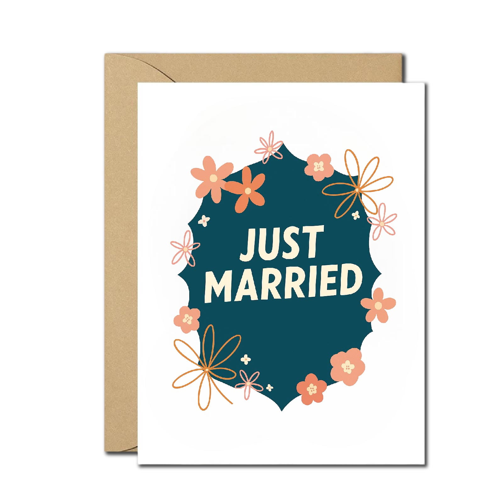 Just Married Greeting Card - Beautiful Floral Design, Perfect for ...