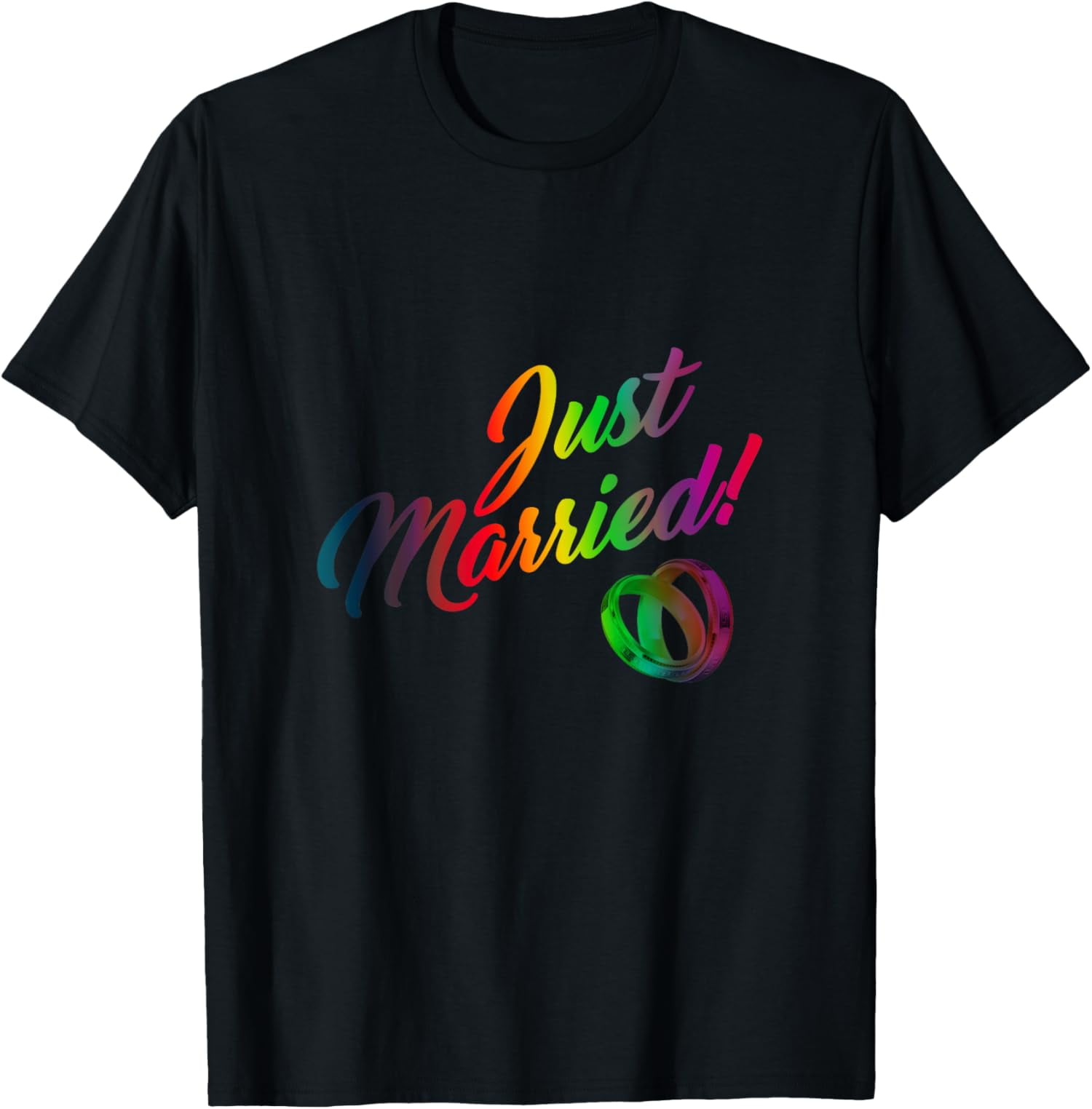 Just Married LGBT-Q Gay Pride Rainbow Flag Proud Ally T-Shirt - Walmart.com