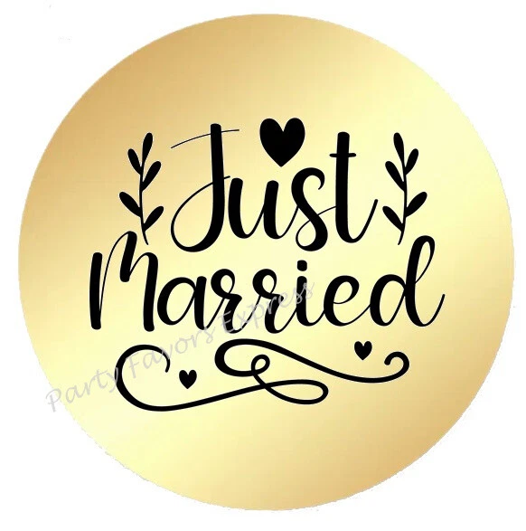 Just Married Stickers Party Favors Phone Decal Water Bottle Stickers ...
