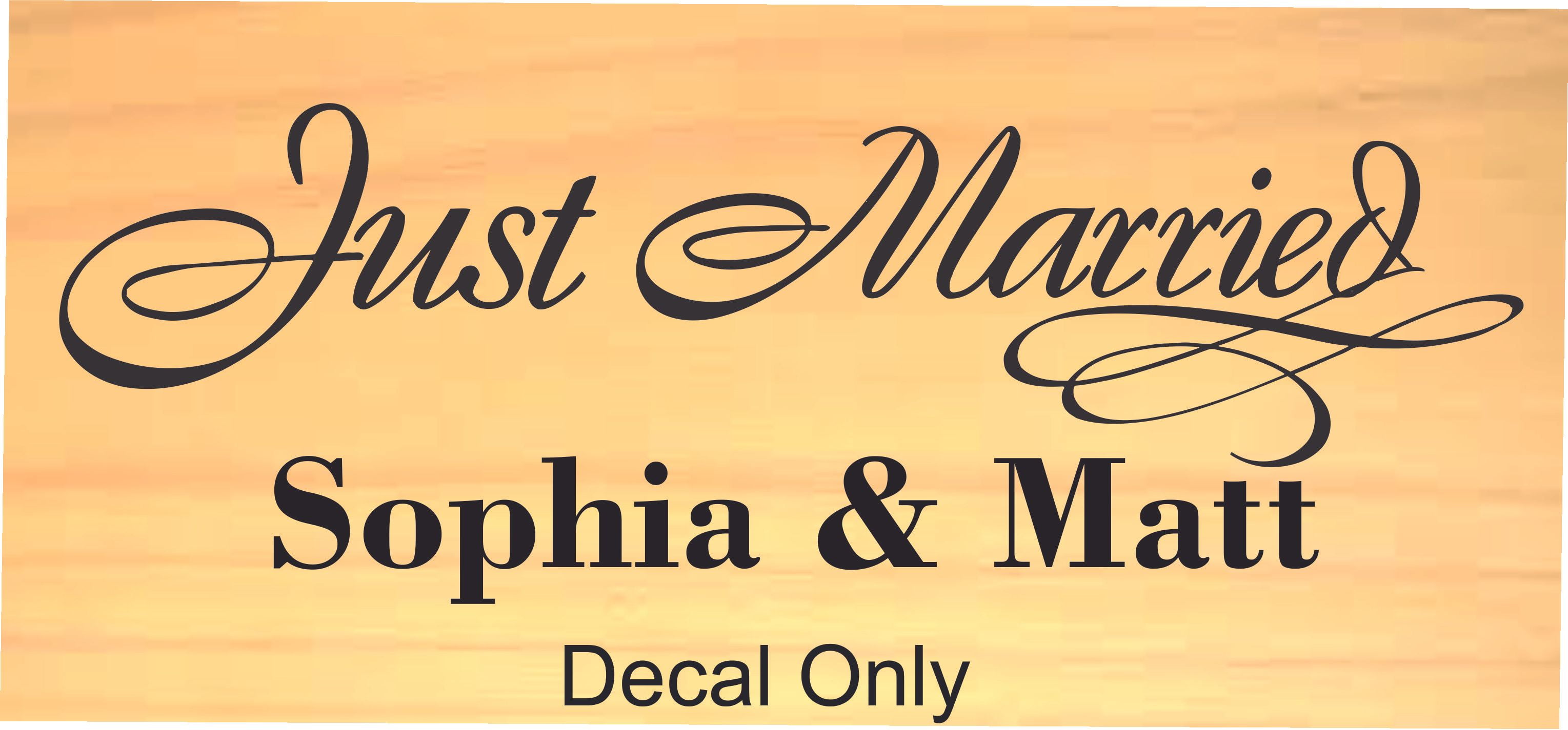 Just Married Wedding Bride Sign Signage Customized Wall Decal- Custom ...