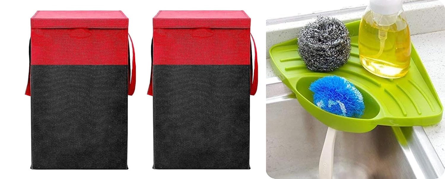 Just Mart Folding Laundry Basket Laundry Hamper with Lid Handles75L ...