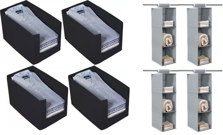 Just Mart Stackable Shirt Stacker Storage Bins Closet Organizers ...