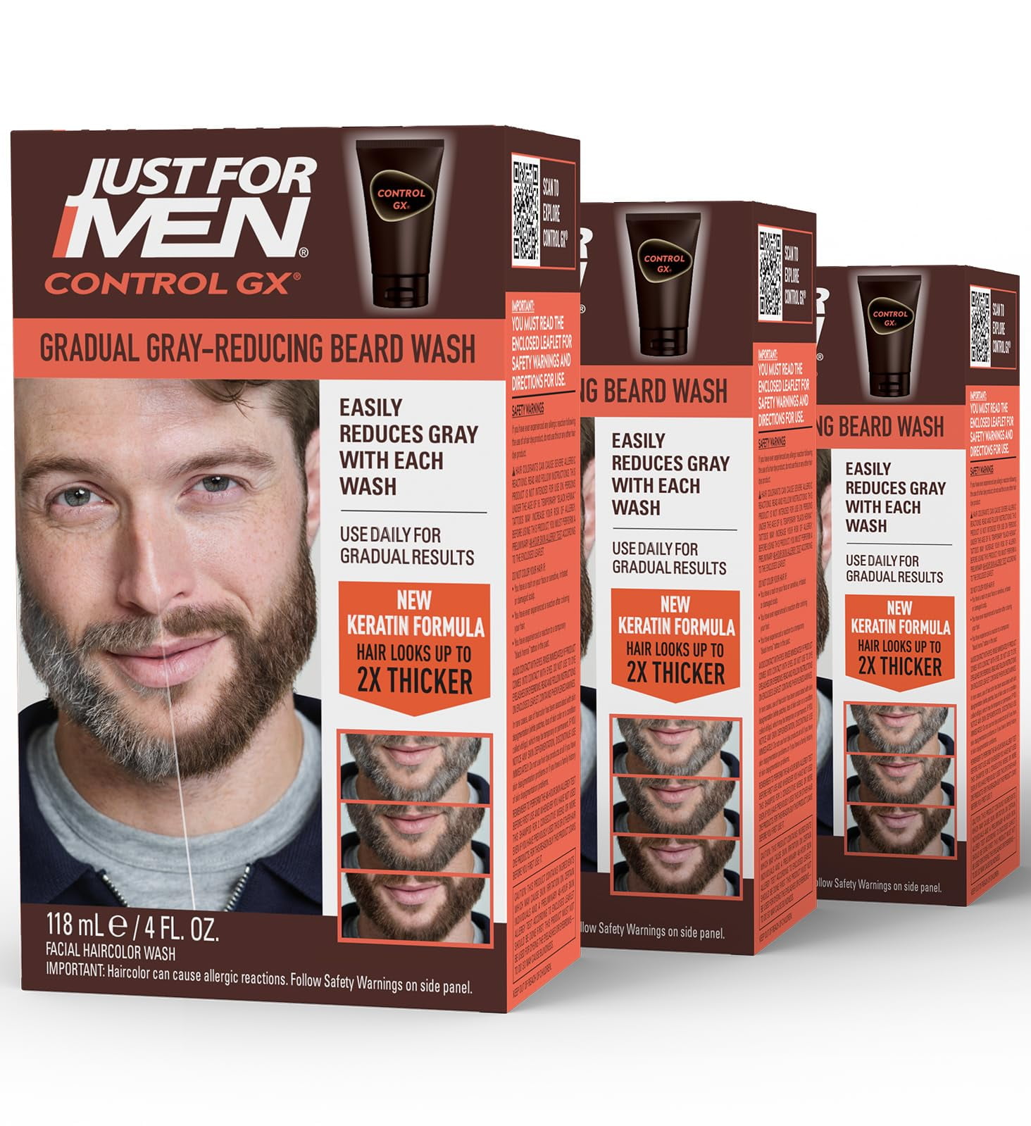 Just For Men Control Gx Grey Reducing Beard Wash Shampoo With Keratin ...