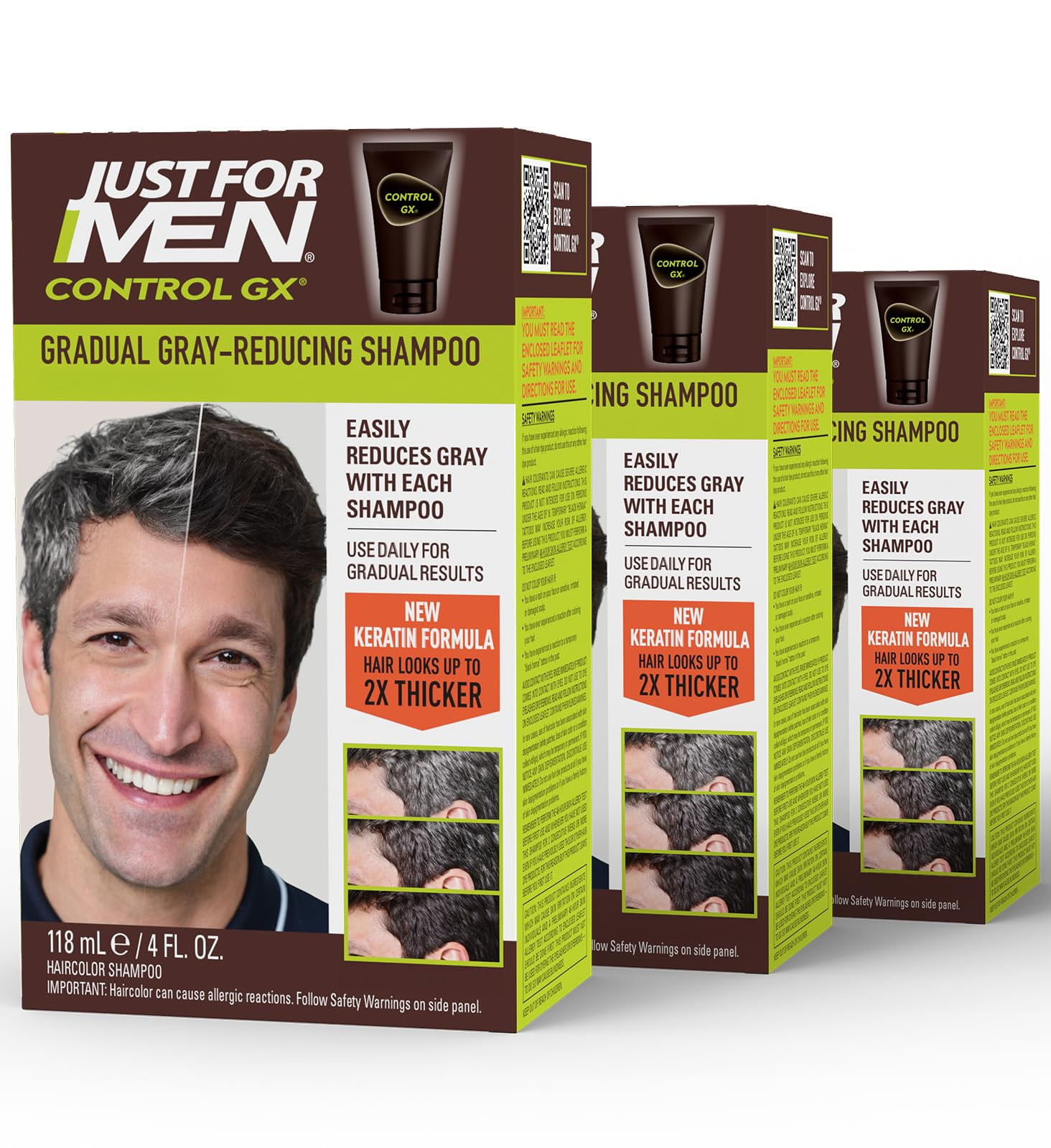 Just For Men Control Gx Grey Reducing Shampoo, Gradual Hair Color With ...