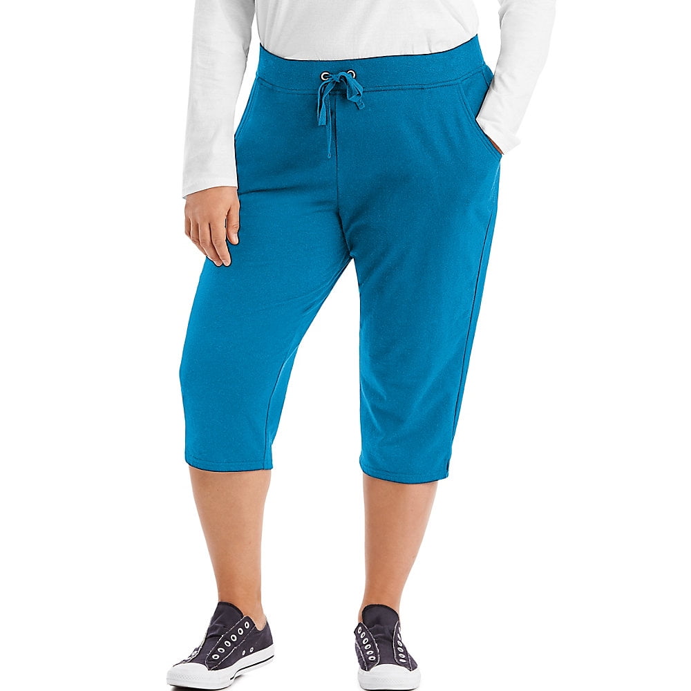 Just My Size Plus Size French Terry Capris with Elastic Waist and ...