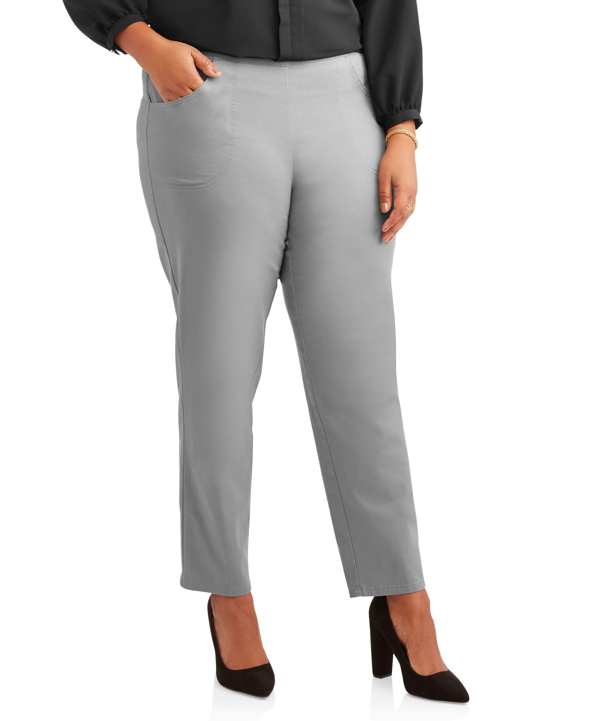 Just My Size Pull On 2-Pocket Pants, Women's Plus and Women's Plus ...