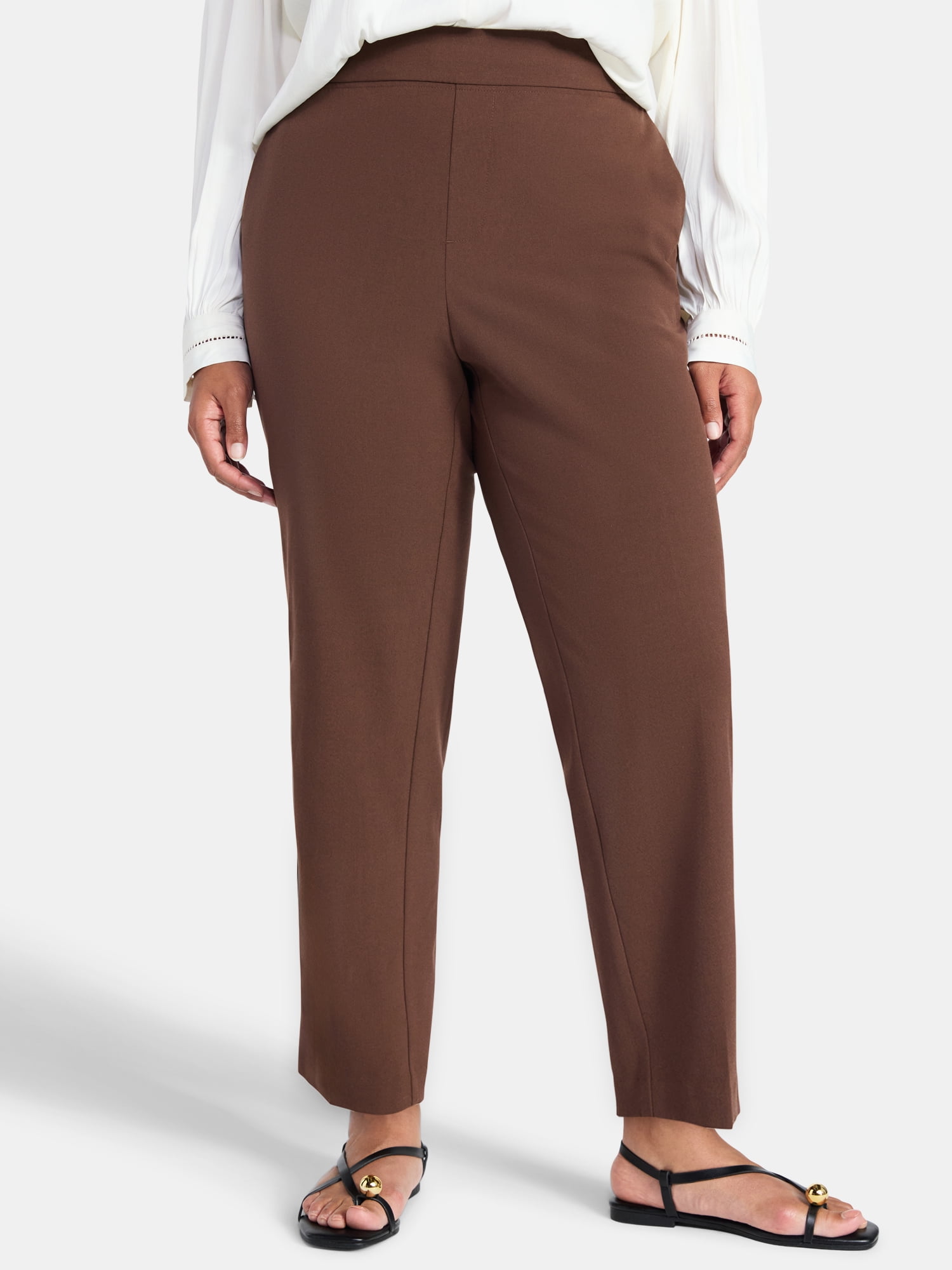 Just My Size by Hanes Women's Plus Tummy Control Dress Pants, Sizes 0X ...