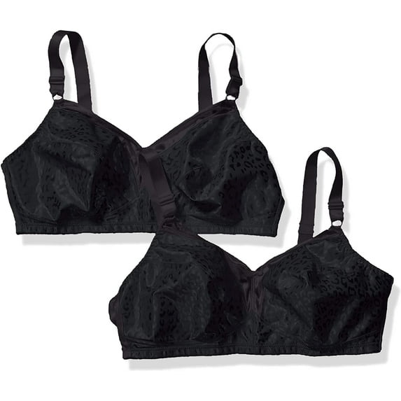 Just My Size Wireless Bra Pack, Full Coverage, Leopard Satin, Wirefree ...