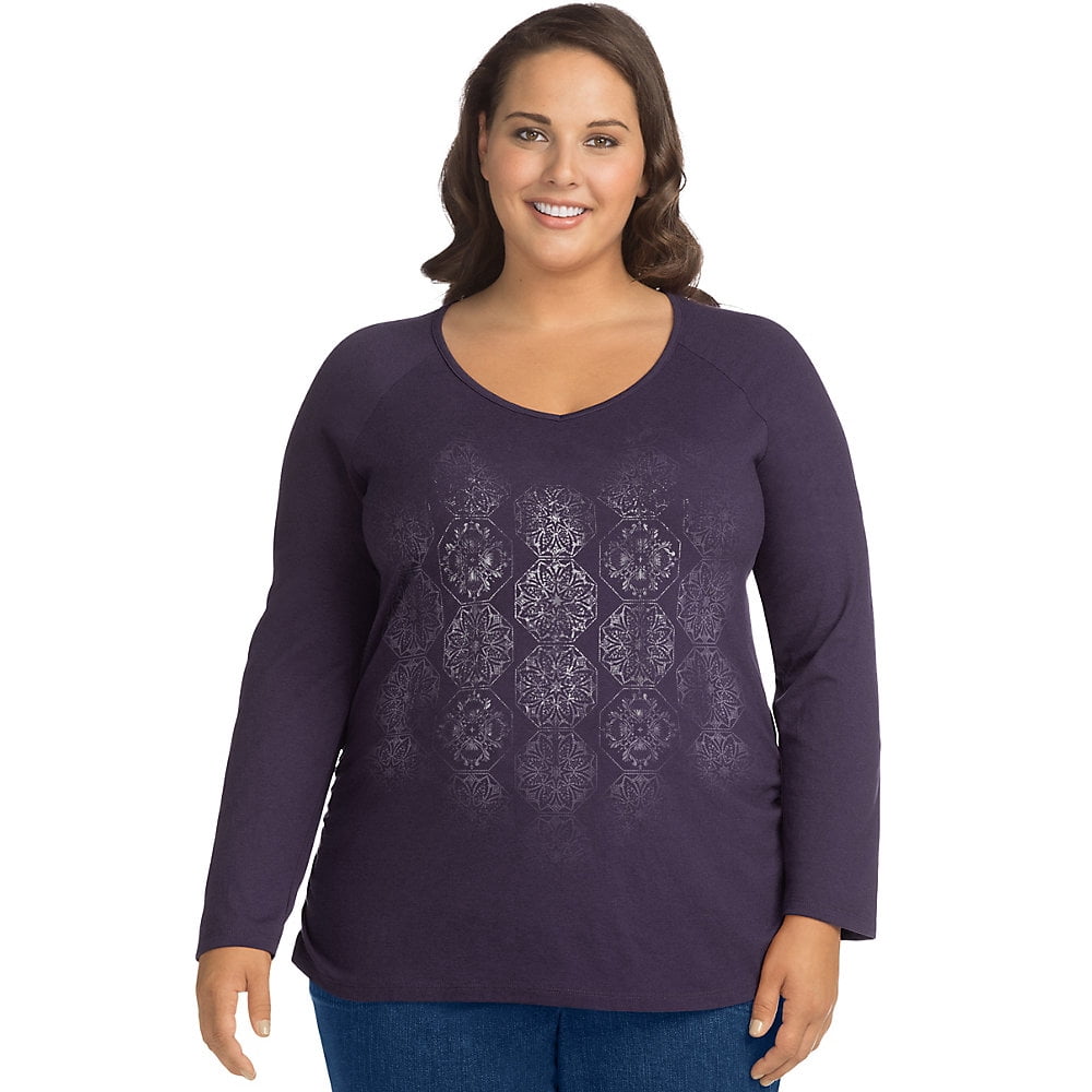 JMS L/S Side Shirred Graphic Tee - Walmart.com