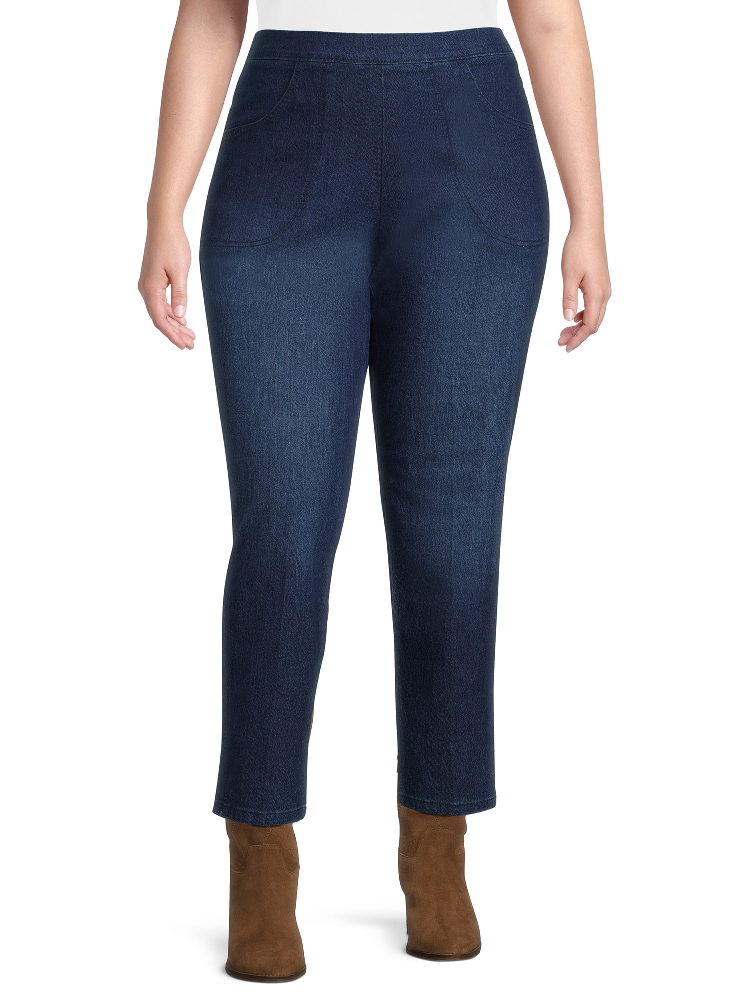 Just My Size Pull On 2-Pocket Pants, Women's Plus and Women's Plus ...
