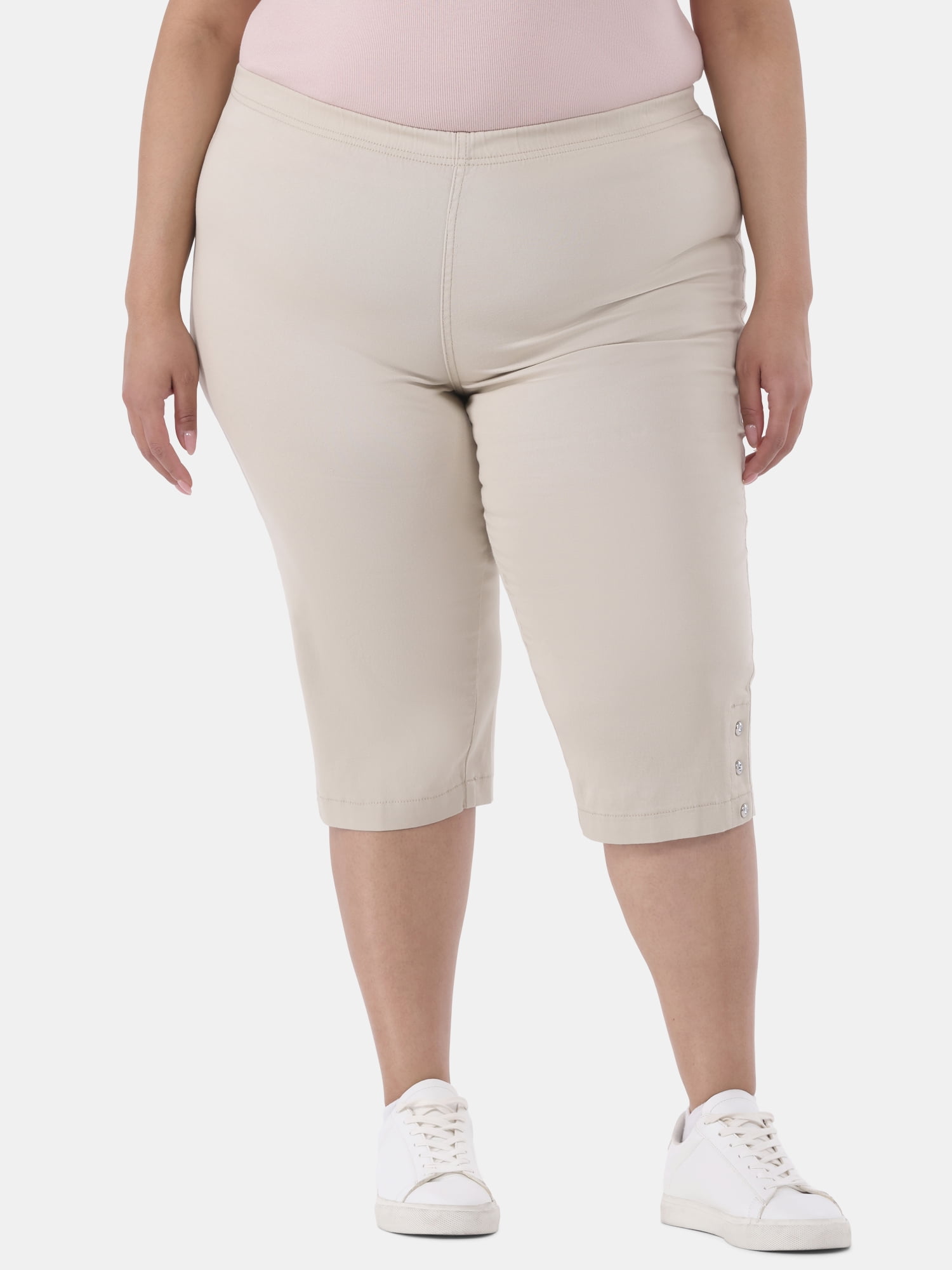 Just My Size Women's Plus Size Pull on Bling Tab Capri, Sizes 0X-4X ...