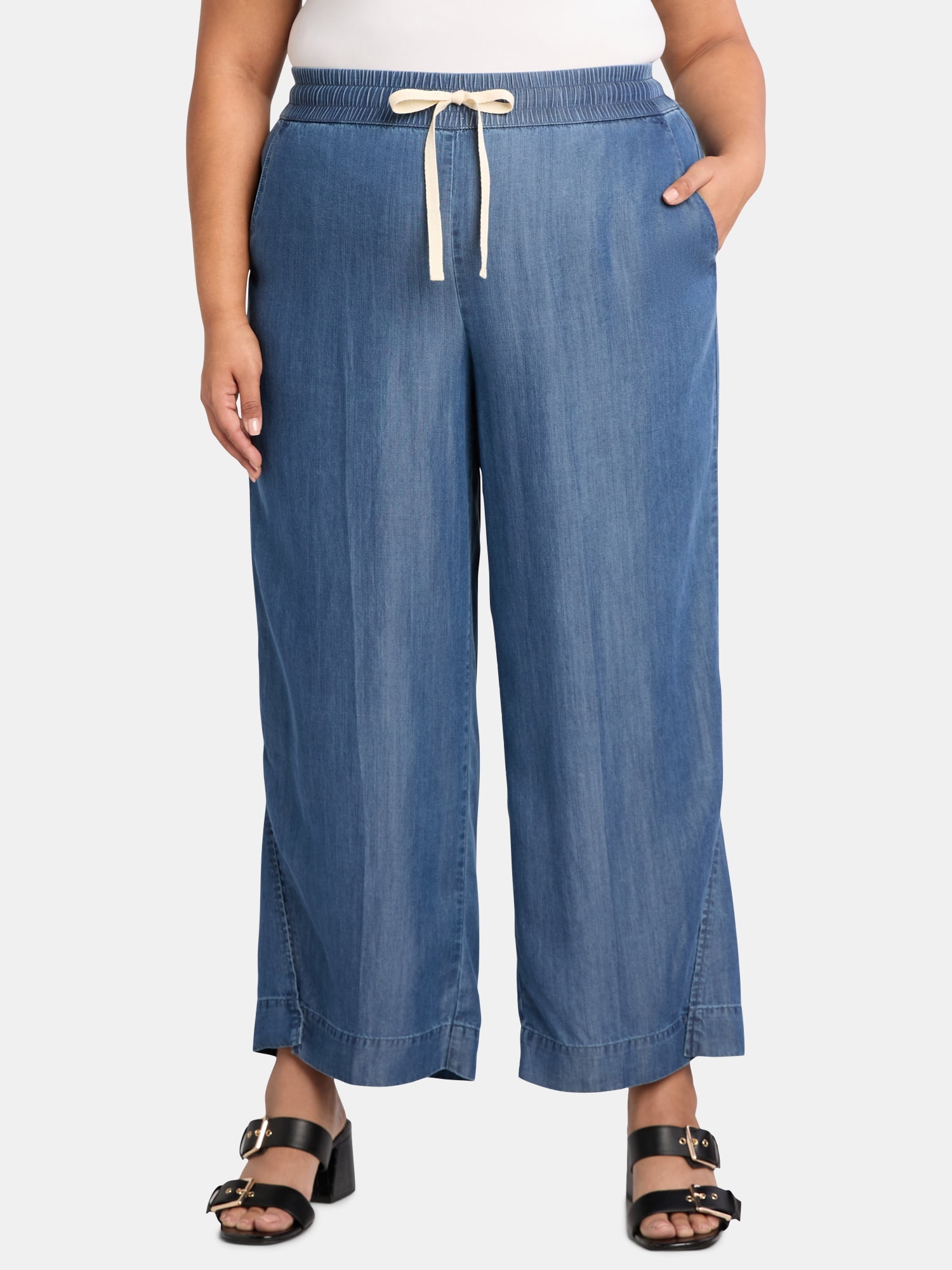 JMS Just My Size by Hanes Women's Plus Chambray Split Hem Pants, 28 ...