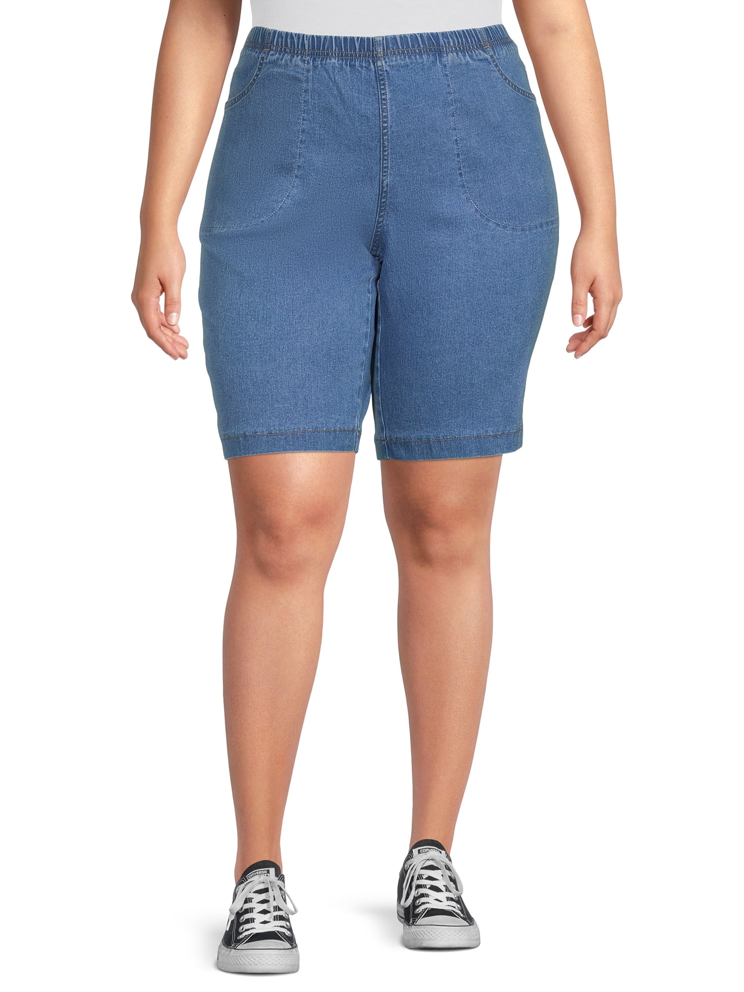 Just My Size Women's Plus Pull On Millennium Bermuda Shorts, 9" Inseam ...