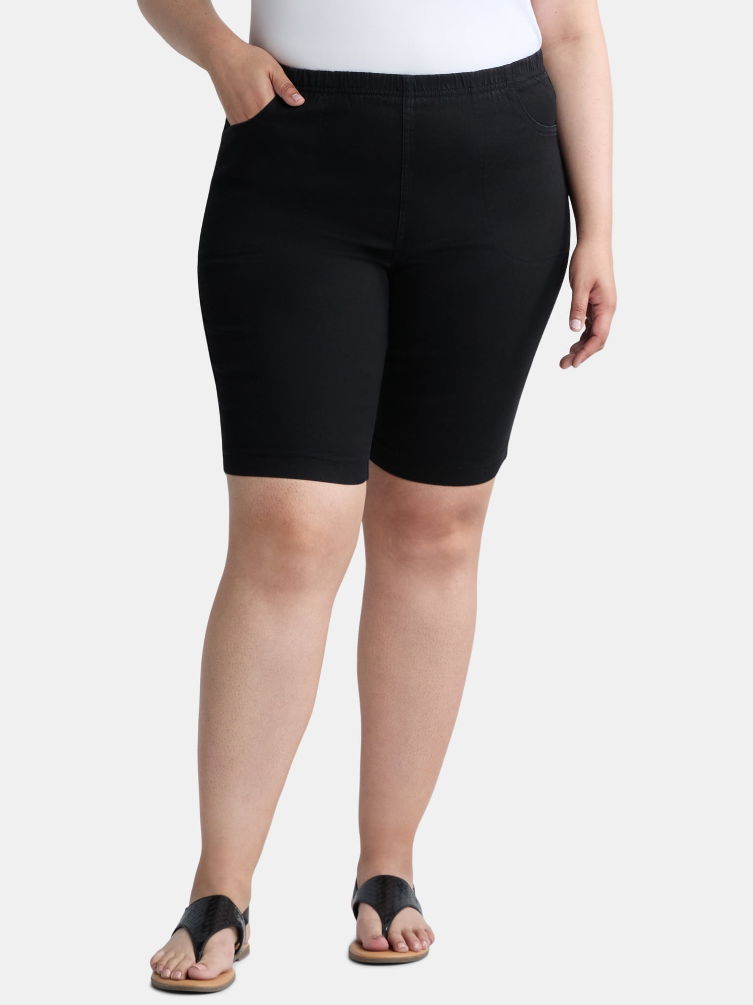 JMS Just My Size by Hanes Women's Plus Pull On Stretch Bermuda Shorts ...