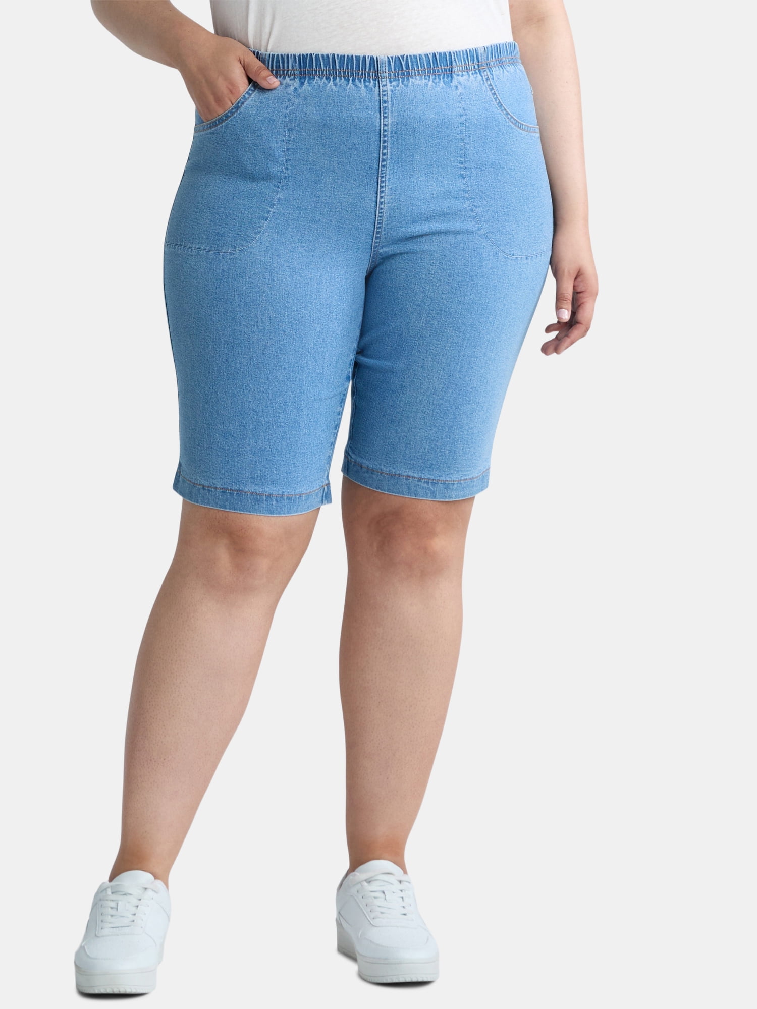 JMS Just My Size by Hanes Women's Plus Pull On 4 Pocket Bermuda Shorts ...