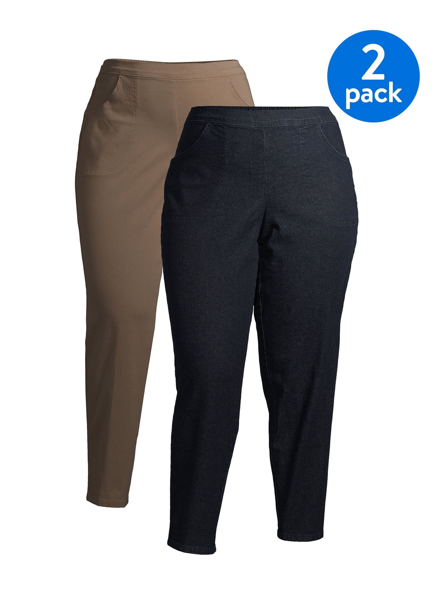 JMS Just My Size by Hanes Women's Plus Size 2-Pocket Stretch Pull-On ...