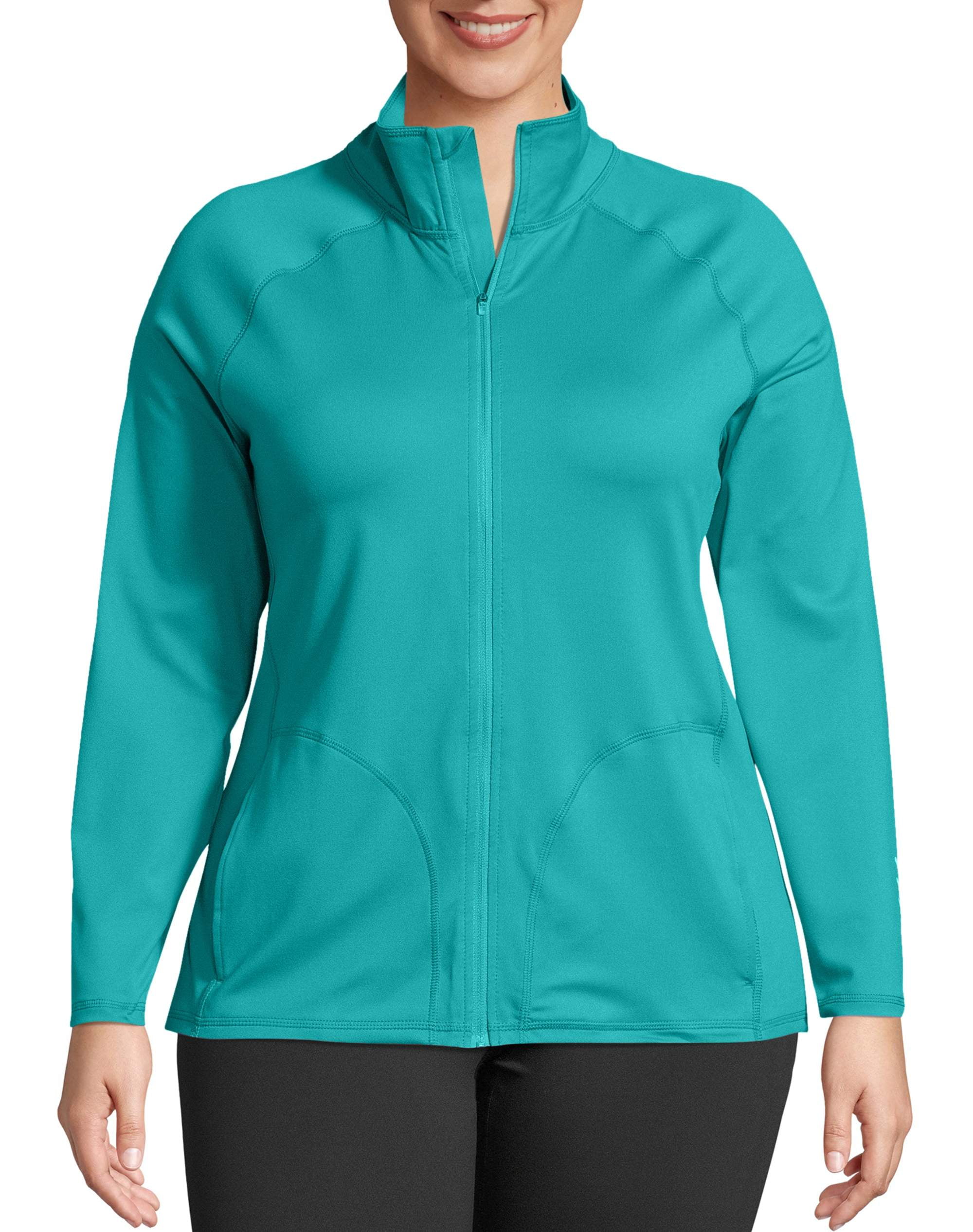 Just My Size Women's Plus Size Active Full Zip Mock Neck Jacket ...