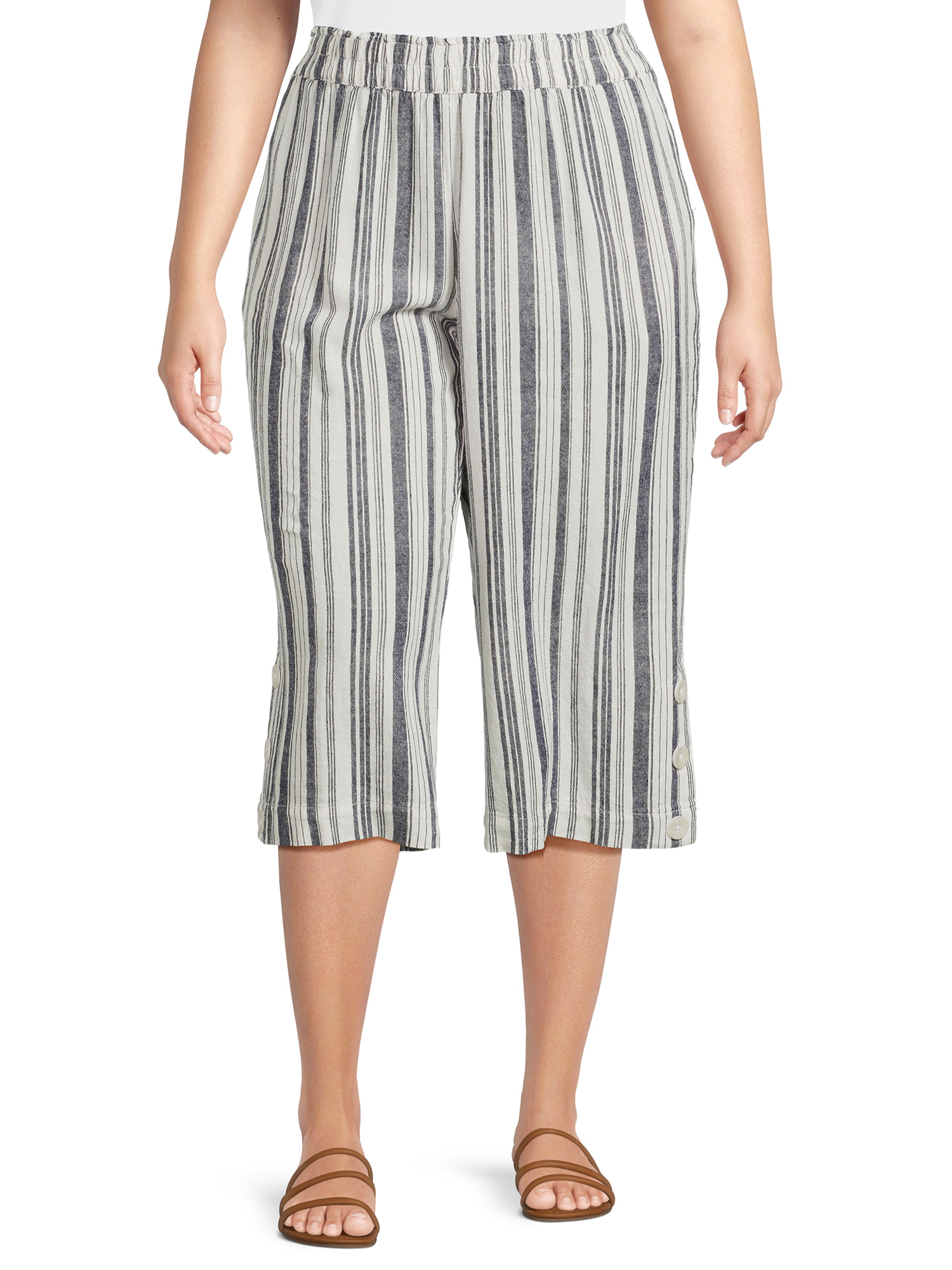 Women's Plus-Size Pull-On Bling Tab Capri - Walmart.com