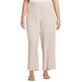 Just My Size Women's Plus Size Linen Blend Wide Leg Pull On Pants, 29 ...