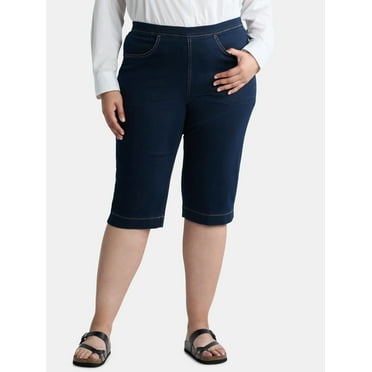 JMS Just My Size by Hanes Women's Plus Size Pull on Bling Tab Capri ...