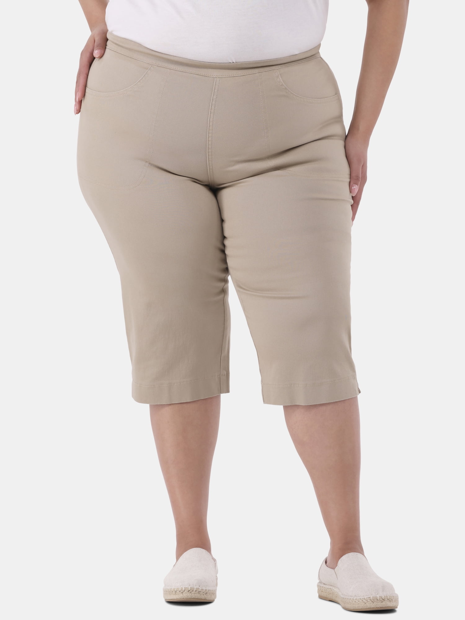 JMS Just My Size by Hanes Women's Plus Size Pull On 2 Pocket Stretch Capri, Sizes 0X-4X ...
