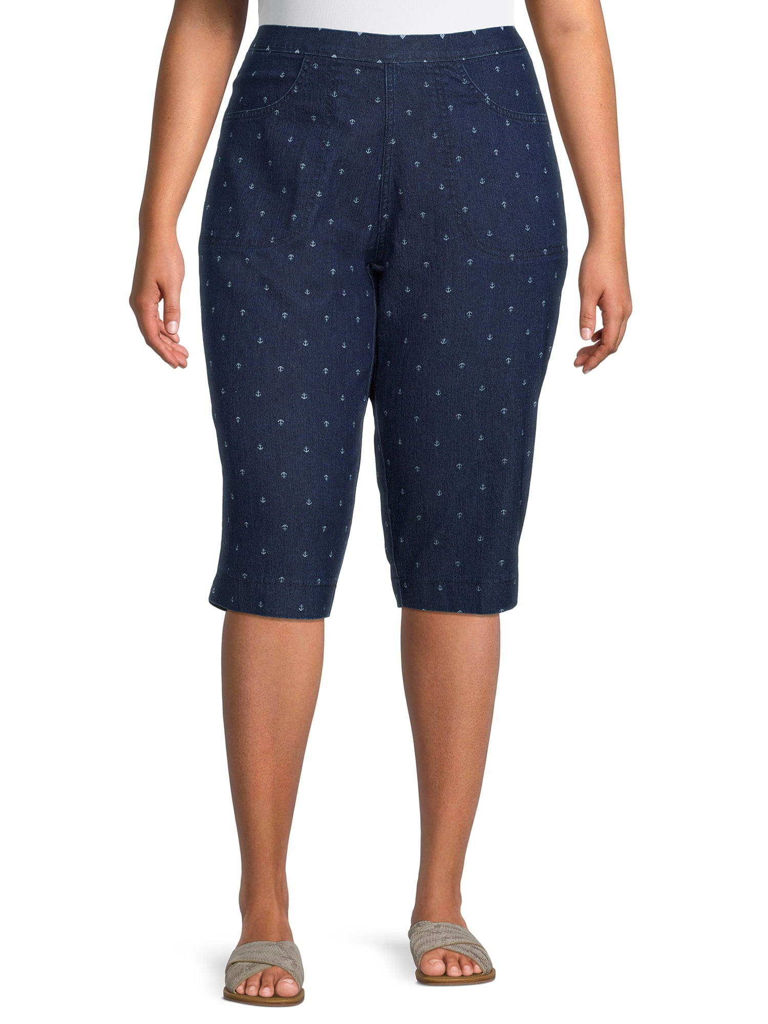 Just My Size Women's Plus Size Pull On 2 Pocket Stretch Capri, Sizes 0X ...