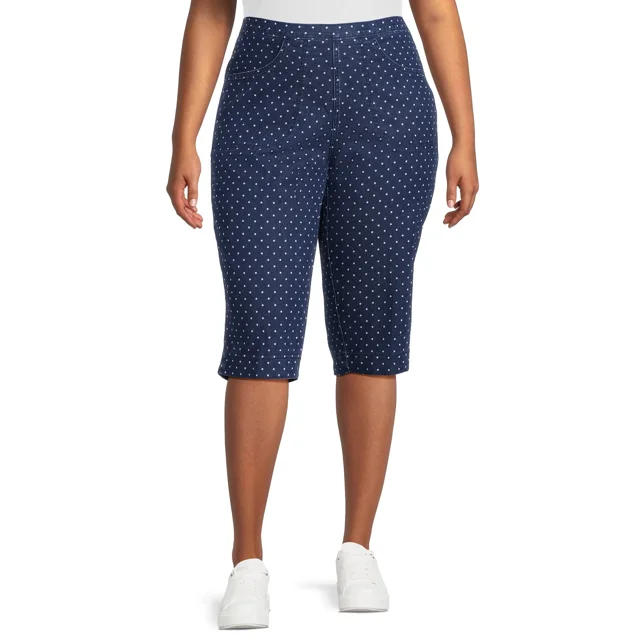 Just My Size Women's Plus Size Pull On 2 Pocket Stretch Capri, Sizes 0X ...