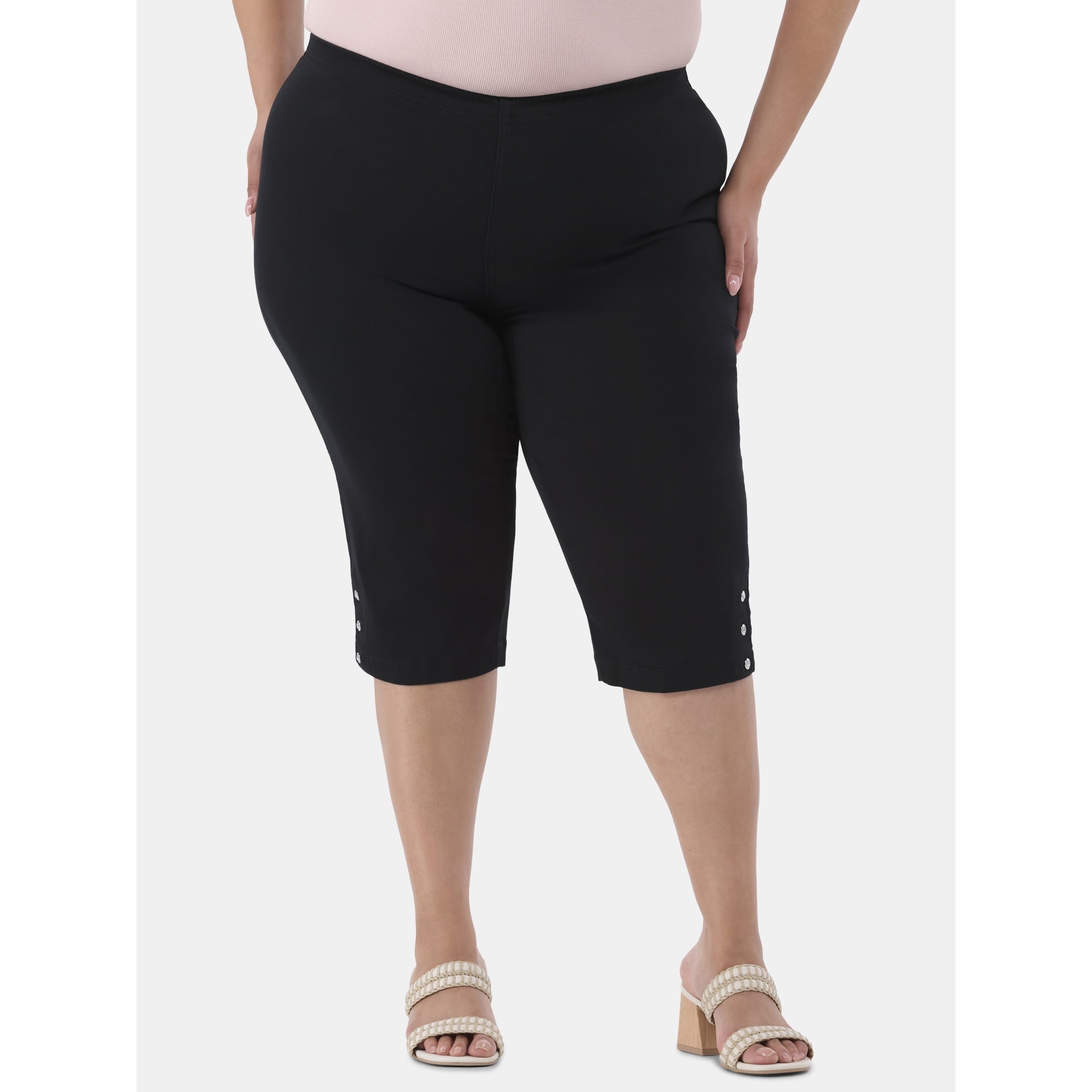 Just My Size Women's Plus Size Pull on Bling Tab Capri, Sizes 0X-4X ...