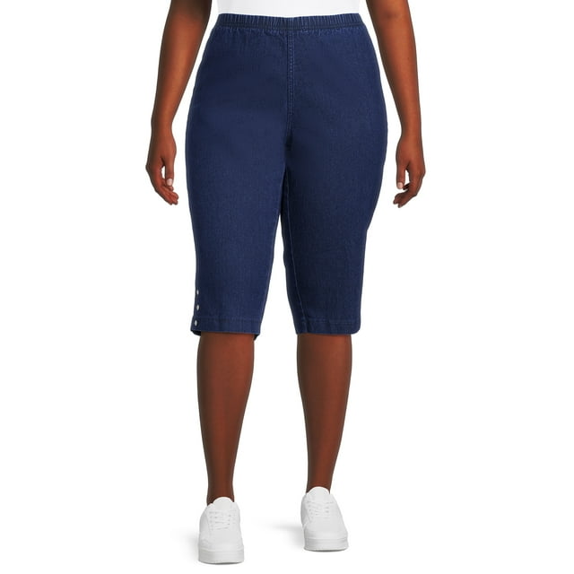 Just My Size Women's Plus Size Pull on Bling Tab Capri - Walmart.com
