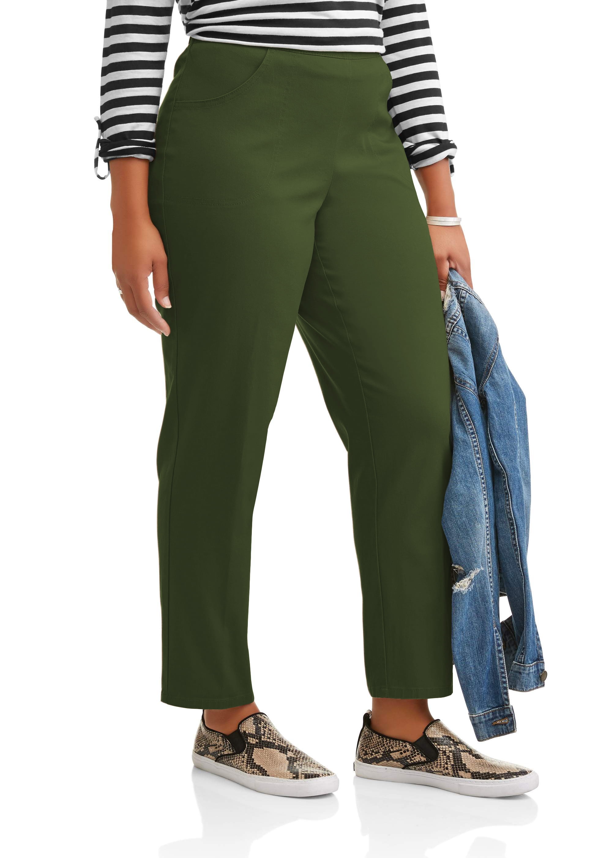 Just My Size Women's Plus Size Pull on Stretch Woven Pants, Also in ...