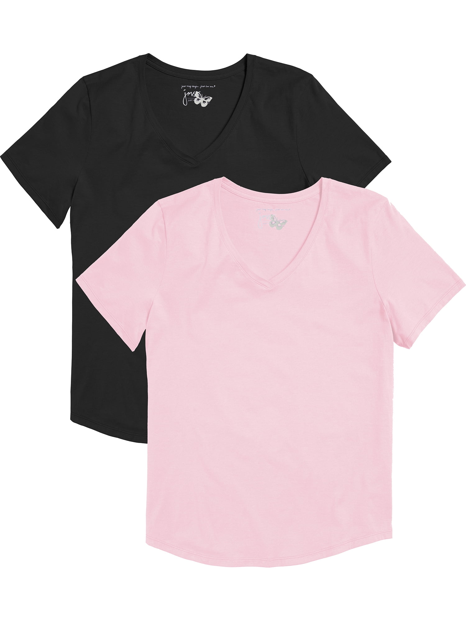 Just My Size Women's Plus Size Short Sleeve V-neck T-shirt Value Pack ...
