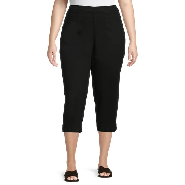 Just My Size Women's Plus Size Pull-On Crop Pant with Snap Hem ...
