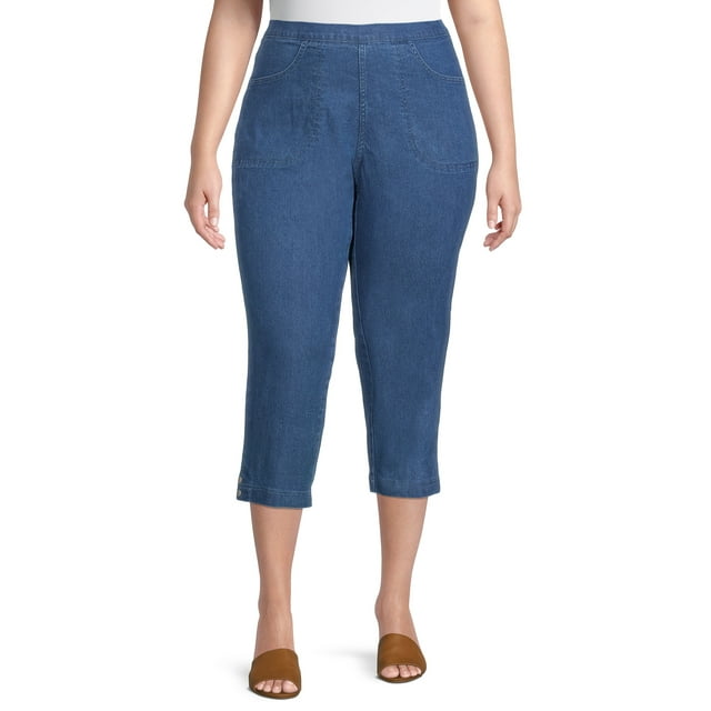 JMS Just My Size by Hanes Women's Plus Snap Hem Pull On Cropped Pants ...