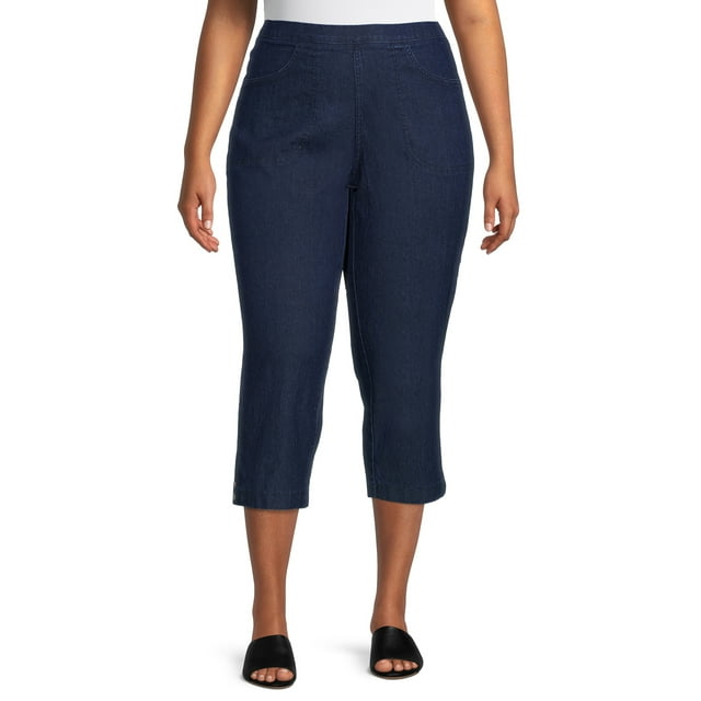 Just My Size Women's Plus Size Snap Hem Pull-On Crop Pant - Walmart.com