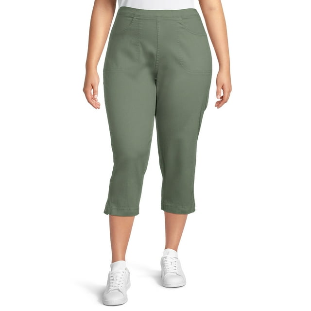 Just My Size Women's Plus Size Snap Hem Pull-On Crop Pant - Walmart.com