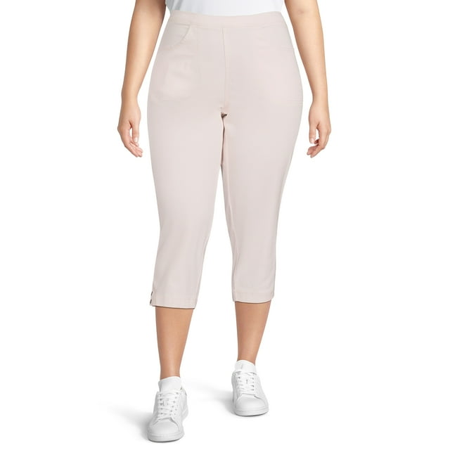 JMS Just My Size by Hanes Women's Plus Snap Hem Pull On Cropped Pants ...