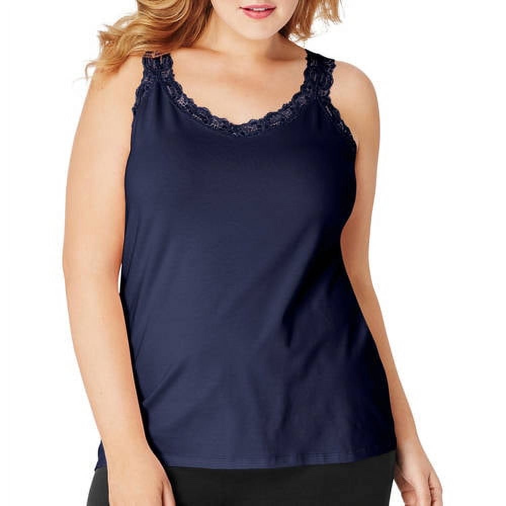 Just My Size Women's Plus Size Stretch Jersey Lace Trim Camisole ...