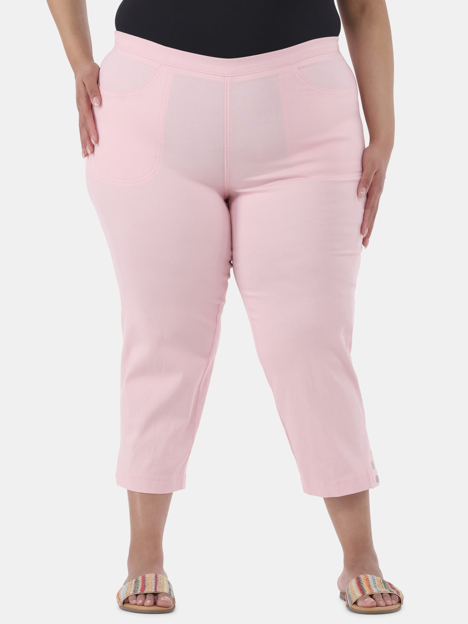 JMS Just My Size by Hanes Women's Plus Snap Hem Pull On Cropped Pants ...