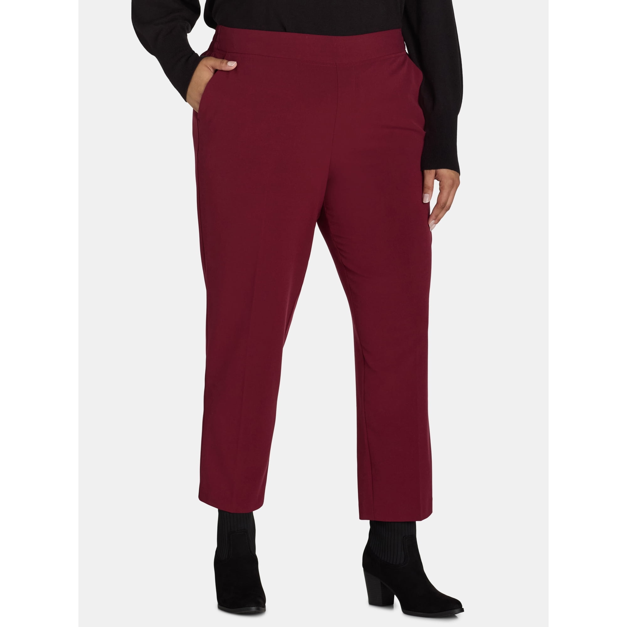 Just My Size Women's Plus Tummy Control Dress Pants, Sizes 0X-4X ...