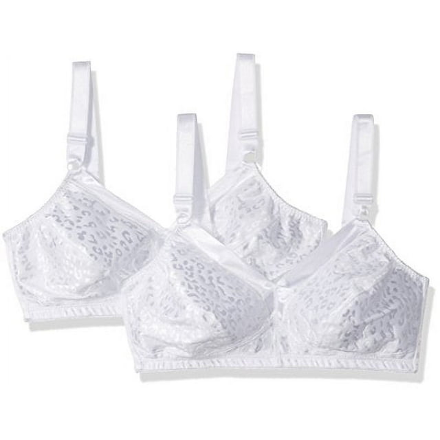 Just My Size Womens Satin Stretch Wirefree Bra (Pack of 2) 2 White ...