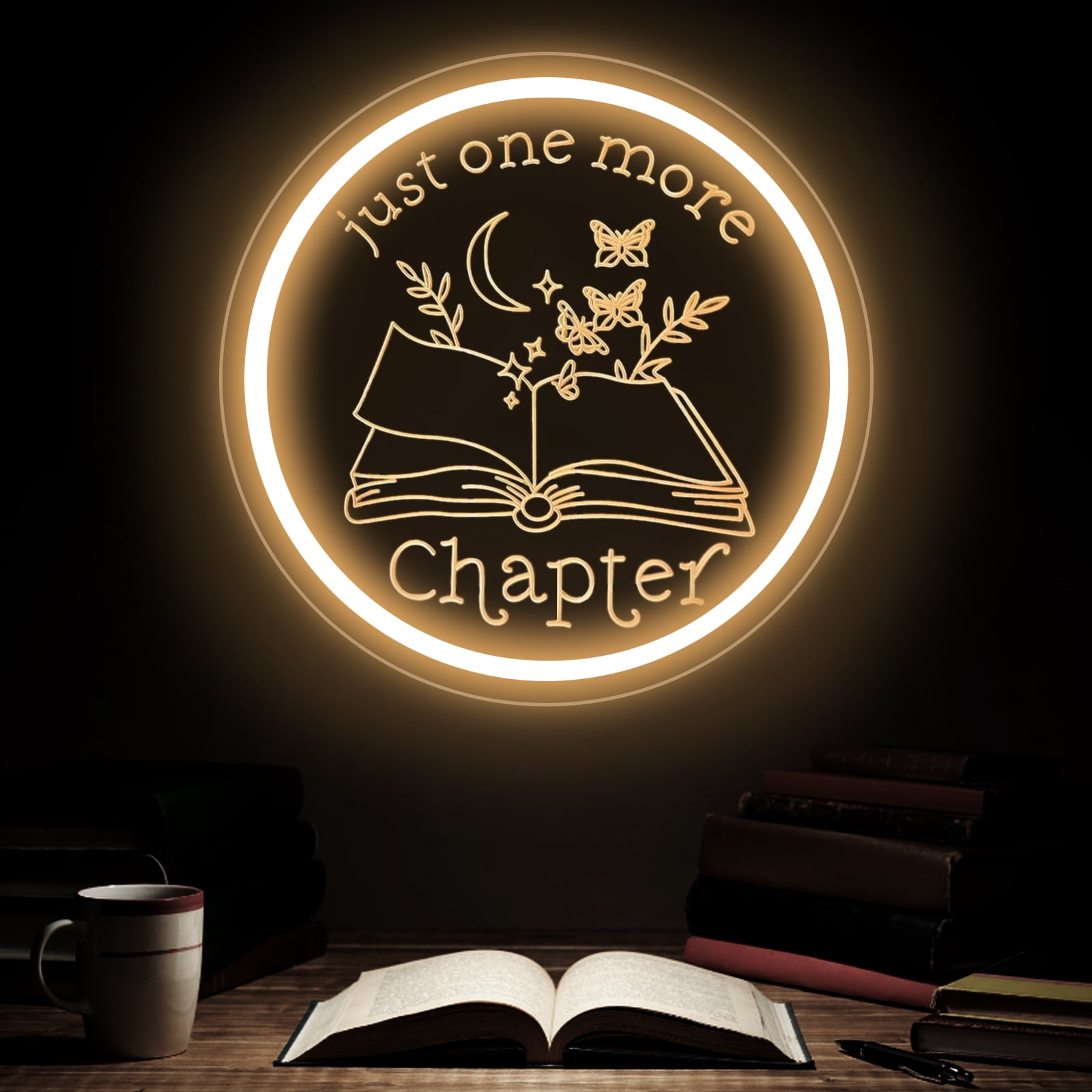 Just One More Chapter Neon Sign, Neon Sign Gifts for Readers Women Men ...