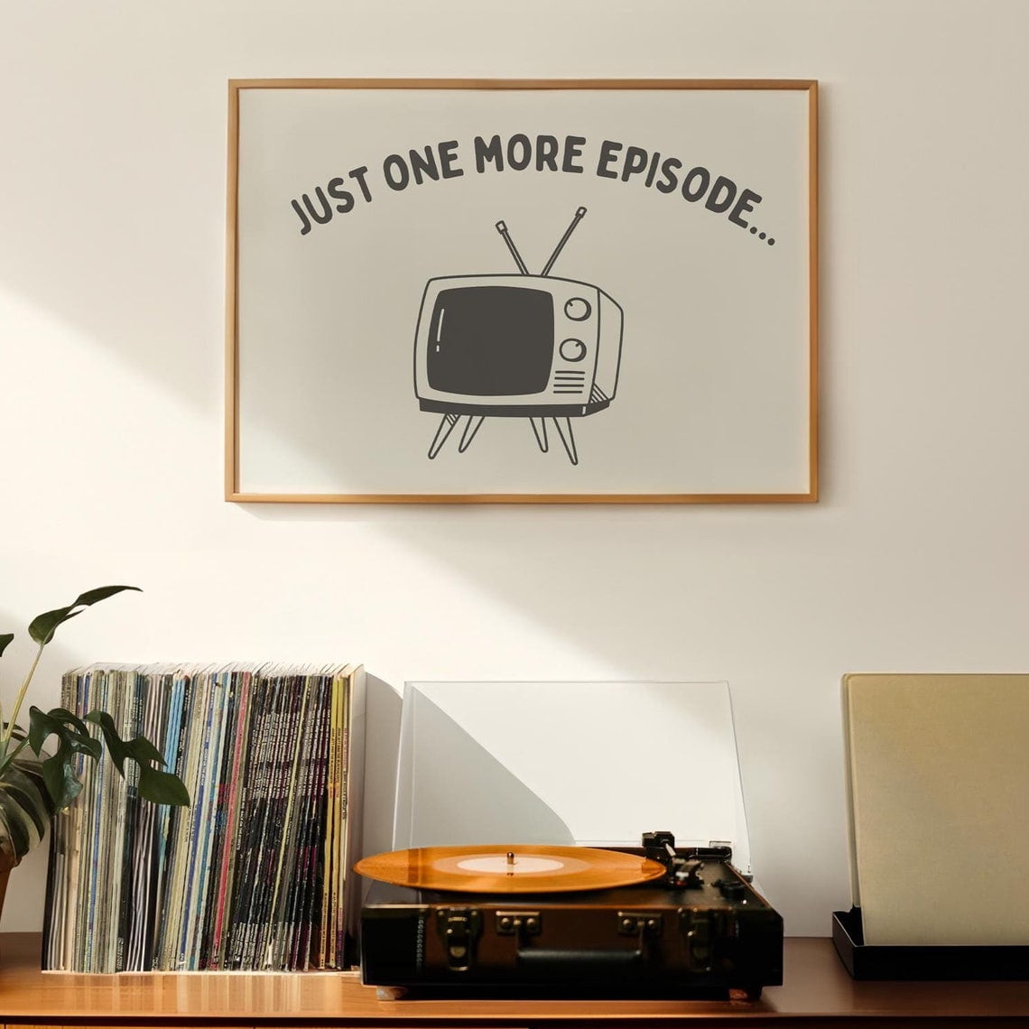 Just One More Episode Print, Cool Living Room Decor, Retro Tv Art ...