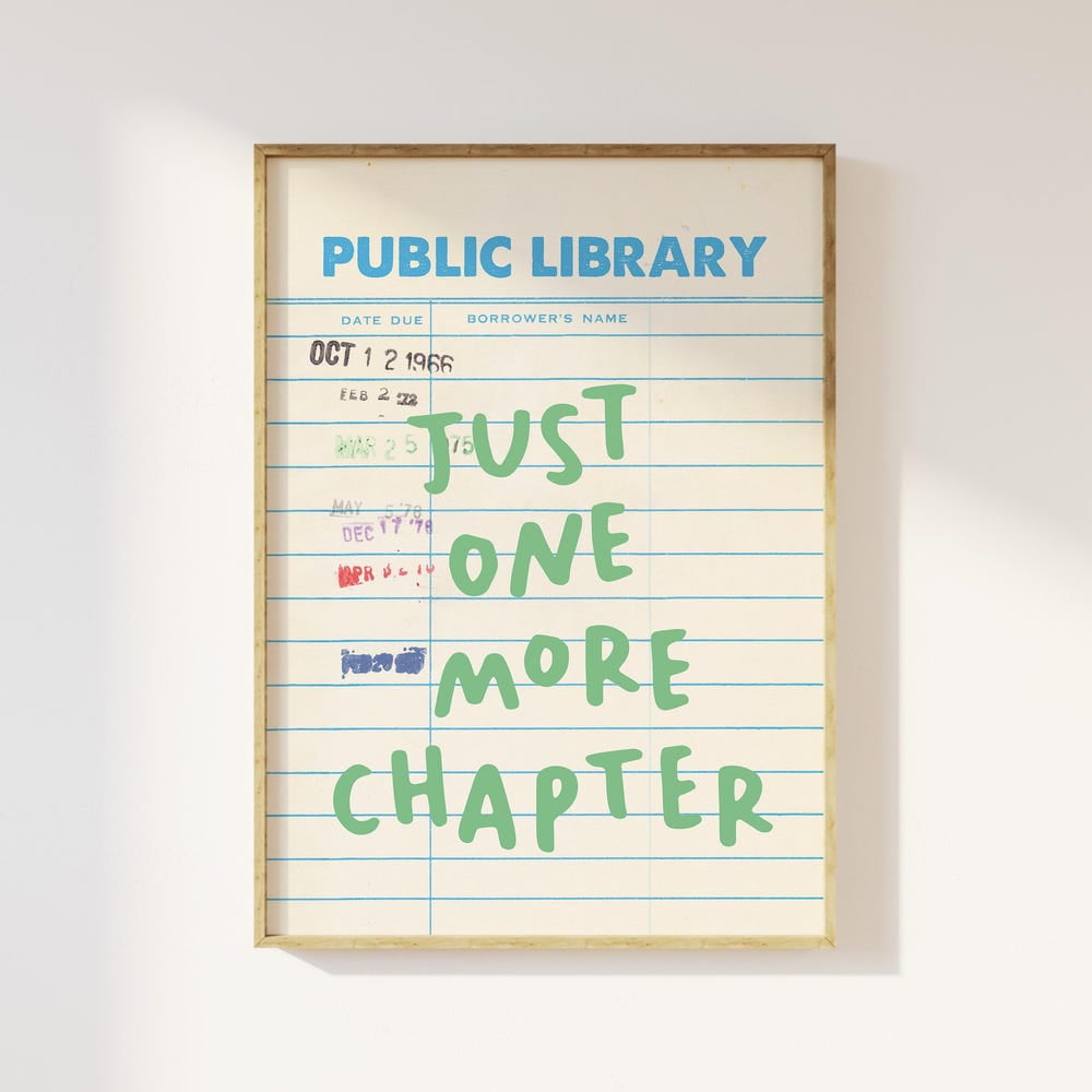 Just One More Chapter Print, Cute Book Nook Decor, Trendy Reading ...