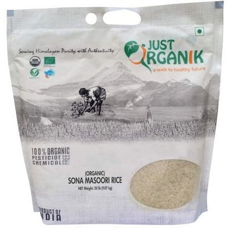 Just Organik Non-GMO Organic Hand Pounded Sona Masoori Rice - 10 Lb (4. ...