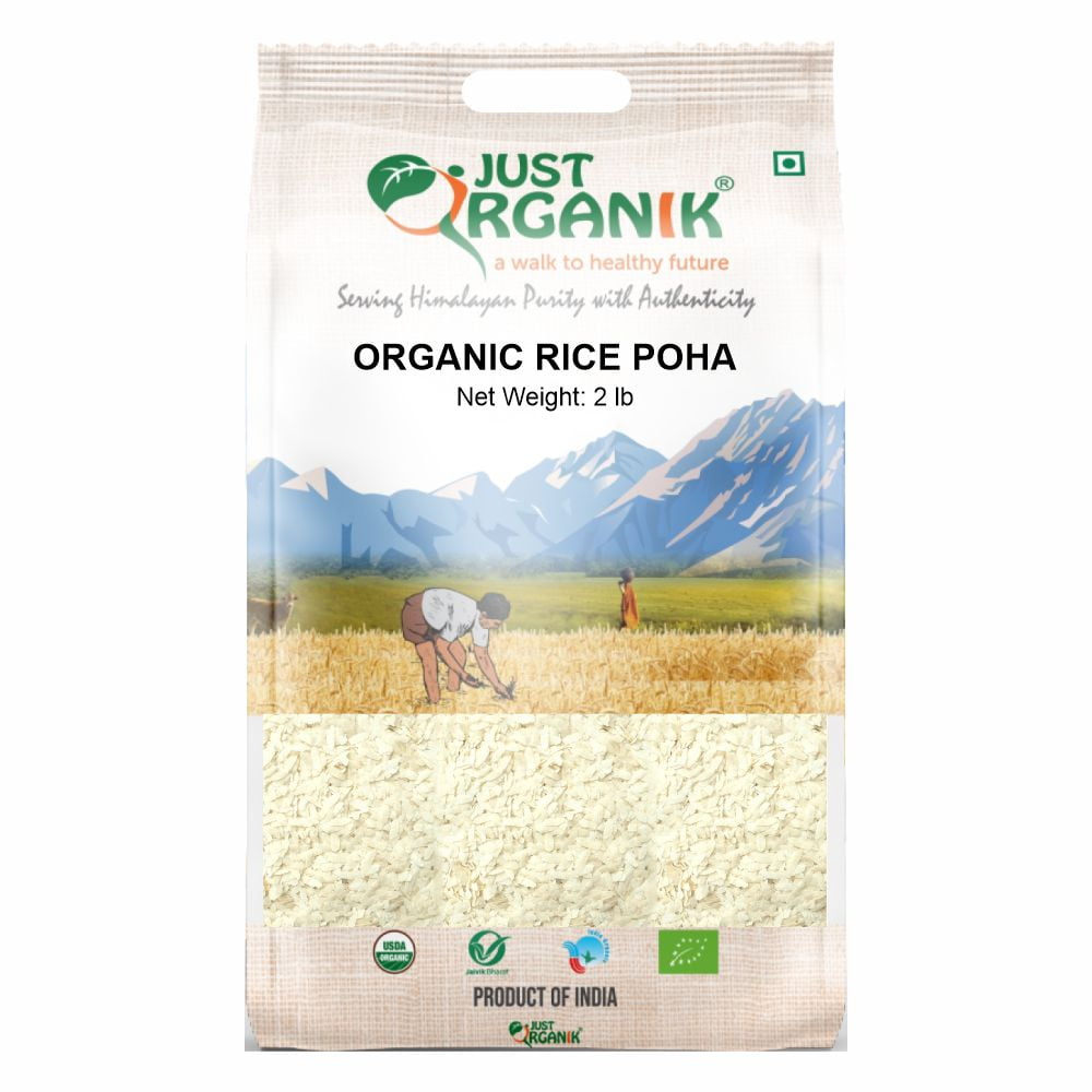 Just Organik Organic Poha, Flattened Rice, Rice Cereal, Rice Flakes 2 ...