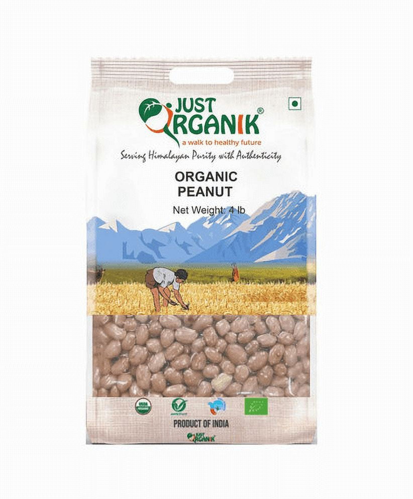 Just Organik Organic Raw Peanuts Vacuum Packed 2 lbs - Walmart.com