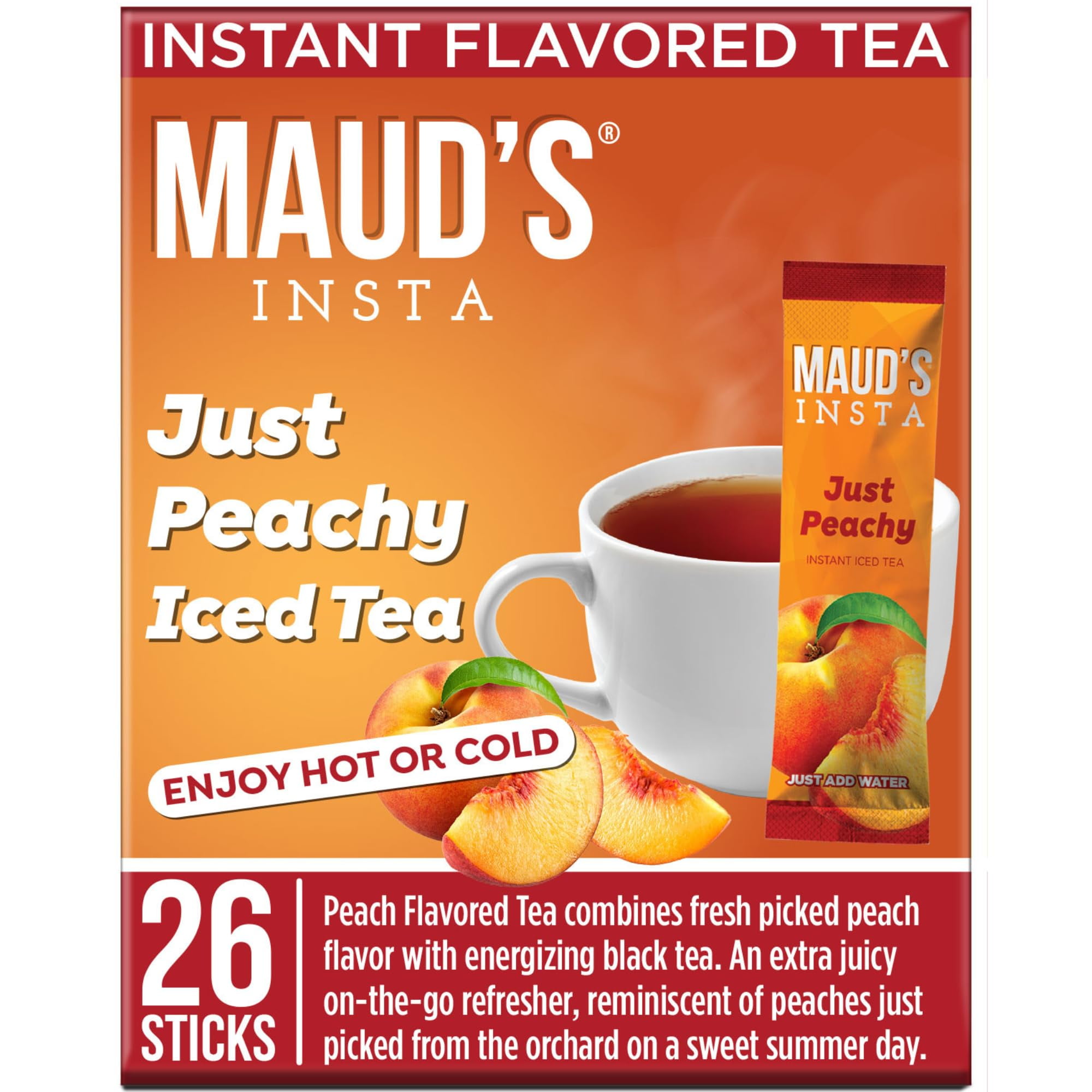 Just Peachy Instant Tea, 26 Ct, Peach Flavored Packets For Hot Or Iced ...